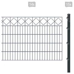 Doppelstabmattenzaun Arvotec "ESSENTIAL 100 zum Einbetonieren "Karo" mit Zierleiste", grau (anthrazit), H:100cm, Kunststoff, Stahl, Zaunelemente, Zaunh&ouml;he 100 cm, Zaunl&auml;nge 2 - 60 m