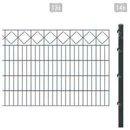 Doppelstabmattenzaun Arvotec "ESSENTIAL 100 zum Einbetonieren "Karo" mit Zierleiste", grau (anthrazit), H:100cm, Kunststoff, Stahl, Zaunelemente, Zaunh&ouml;he 100 cm, Zaunl&auml;nge 2 - 60 m