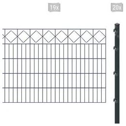 Doppelstabmattenzaun Arvotec "ESSENTIAL 100 zum Einbetonieren "Karo" mit Zierleiste", grau (anthrazit), H:100cm, Kunststoff, Stahl, Zaunelemente, Zaunh&ouml;he 100 cm, Zaunl&auml;nge 2 - 60 m