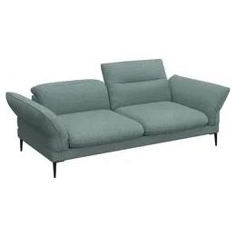 2,5-Sitzer FLEXLUX "Salino, Funktionssofa, Relaxsofa", blau (sky blau), B:215cm H:88cm T:105cm, 62% Polyester, 17% Cotton, 14% Viscose, 7% Linen, Sofas, Sofa mit Arm- und Kopfteil-Verstellungen, Kaltschaum & Stahl-Wellen