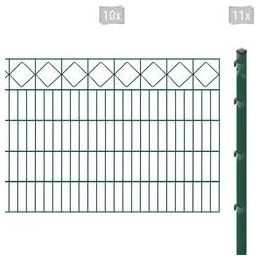 Doppelstabmattenzaun Arvotec "ESSENTIAL 100 zum Einbetonieren "Karo" mit Zierleiste", gr&uuml;n (dunkelgr&uuml;n), H:100cm, Kunststoff, Stahl, Zaunelemente, Zaunh&ouml;he 100 cm, Zaunl&auml;nge 2 - 60 m