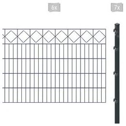 Doppelstabmattenzaun Arvotec "ESSENTIAL 100 zum Einbetonieren "Karo" mit Zierleiste", grau (anthrazit), H:100cm, Kunststoff, Stahl, Zaunelemente, Zaunh&ouml;he 100 cm, Zaunl&auml;nge 2 - 60 m