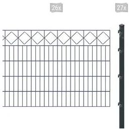 Doppelstabmattenzaun Arvotec "ESSENTIAL 100 zum Einbetonieren "Karo" mit Zierleiste", grau (anthrazit), H:100cm, Kunststoff, Stahl, Zaunelemente, Zaunh&ouml;he 100 cm, Zaunl&auml;nge 2 - 60 m