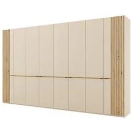 Kleiderschrank Musterring "Isabelle", beige (champagner, dekor), B:393,1cm H:216cm T:58cm, Hartfaserplatte, Holzwerkstoff, Schr&auml;nke, Kleiderschrank, Lamellen in Eiche, Griffe in schwarz, verschiedene Gr&ouml;&szlig;en und Farben