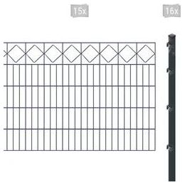 Doppelstabmattenzaun Arvotec "ESSENTIAL 100 zum Einbetonieren "Karo" mit Zierleiste", grau (anthrazit), H:100cm, Kunststoff, Stahl, Zaunelemente, Zaunh&ouml;he 100 cm, Zaunl&auml;nge 2 - 60 m