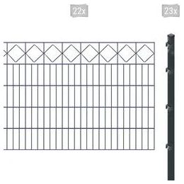 Doppelstabmattenzaun Arvotec "ESSENTIAL 100 zum Einbetonieren "Karo" mit Zierleiste", grau (anthrazit), H:100cm, Kunststoff, Stahl, Zaunelemente, Zaunh&ouml;he 100 cm, Zaunl&auml;nge 2 - 60 m