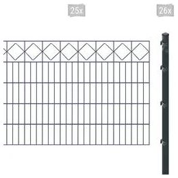 Doppelstabmattenzaun Arvotec "ESSENTIAL 100 zum Einbetonieren "Karo" mit Zierleiste", grau (anthrazit), H:100cm, Kunststoff, Stahl, Zaunelemente, Zaunh&ouml;he 100 cm, Zaunl&auml;nge 2 - 60 m
