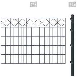 Doppelstabmattenzaun Arvotec "ESSENTIAL 100 zum Einbetonieren "Karo" mit Zierleiste", grau (anthrazit), H:100cm, Kunststoff, Stahl, Zaunelemente, Zaunh&ouml;he 100 cm, Zaunl&auml;nge 2 - 60 m