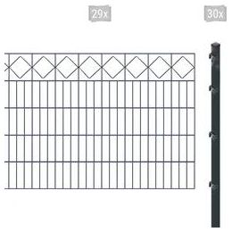 Doppelstabmattenzaun Arvotec "ESSENTIAL 100 zum Einbetonieren "Karo" mit Zierleiste", grau (anthrazit), H:100cm, Kunststoff, Stahl, Zaunelemente, Zaunh&ouml;he 100 cm, Zaunl&auml;nge 2 - 60 m