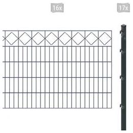 Doppelstabmattenzaun Arvotec "ESSENTIAL 100 zum Einbetonieren "Karo" mit Zierleiste", grau (anthrazit), H:100cm, Kunststoff, Stahl, Zaunelemente, Zaunh&ouml;he 100 cm, Zaunl&auml;nge 2 - 60 m