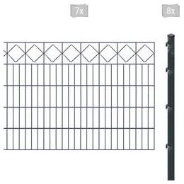 Doppelstabmattenzaun Arvotec "ESSENTIAL 100 zum Einbetonieren "Karo" mit Zierleiste", grau (anthrazit), H:100cm, Kunststoff, Stahl, Zaunelemente, Zaunh&ouml;he 100 cm, Zaunl&auml;nge 2 - 60 m
