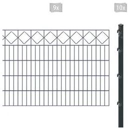 Doppelstabmattenzaun Arvotec "ESSENTIAL 100 zum Einbetonieren "Karo" mit Zierleiste", grau (anthrazit), H:100cm, Kunststoff, Stahl, Zaunelemente, Zaunh&ouml;he 100 cm, Zaunl&auml;nge 2 - 60 m