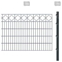 Doppelstabmattenzaun Arvotec "ESSENTIAL 100 zum Einbetonieren "Karo" mit Zierleiste", grau (anthrazit), H:100cm, Kunststoff, Stahl, Zaunelemente, Zaunh&ouml;he 100 cm, Zaunl&auml;nge 2 - 60 m