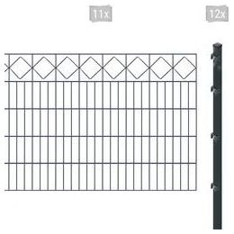 Doppelstabmattenzaun Arvotec "ESSENTIAL 100 zum Einbetonieren "Karo" mit Zierleiste", grau (anthrazit), H:100cm, Kunststoff, Stahl, Zaunelemente, Zaunh&ouml;he 100 cm, Zaunl&auml;nge 2 - 60 m
