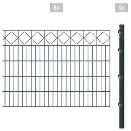 Doppelstabmattenzaun Arvotec "ESSENTIAL 100 zum Einbetonieren "Karo" mit Zierleiste", grau (anthrazit), H:100cm, Kunststoff, Stahl, Zaunelemente, Zaunh&ouml;he 100 cm, Zaunl&auml;nge 2 - 60 m