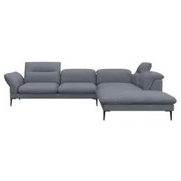 Ecksofa FLEXLUX "Salino, Funktionssofa mit Ottomane, Relaxsofa, Ecksofa", blau (navy blau), B:287cm H:88cm T:239cm, 62% Polyester, 17% Cotton, 14% Viscose, 7% Linen, Sofas, Ecksofa, Sofa mit Arm- und Kopfteil-Verstellungen, Kaltschaum & Stahl-Wellen