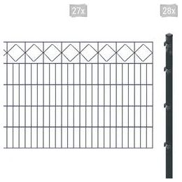 Doppelstabmattenzaun Arvotec "ESSENTIAL 100 zum Einbetonieren "Karo" mit Zierleiste", grau (anthrazit), H:100cm, Kunststoff, Stahl, Zaunelemente, Zaunh&ouml;he 100 cm, Zaunl&auml;nge 2 - 60 m