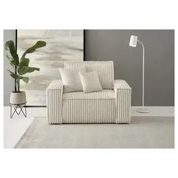 Loveseat OTTO HOME "FINNLEY, XXL-Sessel, Lesesessel, trendige Stoffe, inkl. Zierkissen", beige (creme), B:120cm H:85cm T:86cm, Bezugstoff 100% PES ;Gramatur 400g/qm +/- 5%, Sessel, verf&uuml;gbar in den Stoffqualit&auml;ten Boucl&eacute;, Struktur fein und Mega Cord