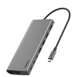 Belkin Laptop-Dockingstation "Connect Universal USB-C-8-in-1-Core-Hub f&uuml;r zwei Bildschirme", schwarz (silber, schwarz), B:12,68mm H:21,5mm T:2,87mm, Dockingstationen, unterst&uuml;tzt 2 UHD Monitore, 4K/60 Hz und 4K/30 Hz