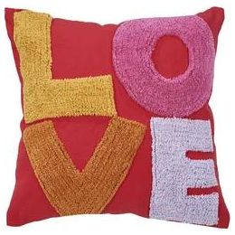 Dekokissen done. "CUSHION HAPPY L.O.V.E", bunt (bunt, schriftzug bestickt), B:45cm H:1cm L:45cm, Baumwolle, Dekokissen_Sitzkissen_Kissenh&uuml;llen