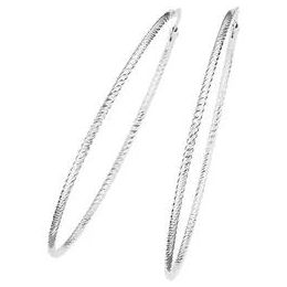 Paar Creolen Smart Jewel "gerieft und diamantiert, Silber 925", silber, Ohrringe, Damen, Silber 925 (Sterlingsilber)