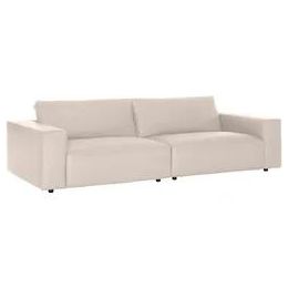 Big-Sofa Musterring "LUCIA", beige (beige bax), B:292cm H:81cm T:124cm, Flachgewebe FLORIS (100% Polyester);Flachgewebe VALMONT (60% Baumwolle/ 40% Leinen);Microfaser CRONA (100% Polyester), Sofas, Big-Sofa, in vielen Qualit&auml;ten und 4 unterschiedlichen N&auml;hten, 3-Sitzer