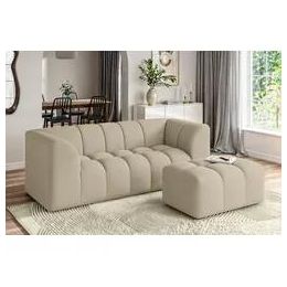 3-Sitzer Home Affaire "TUURE Verl&auml;ssliche Qualit&auml;t, moderne Steppung, Breite 227cm", grau (taupe), B:227cm H:81cm T:94cm, 100% Polyester, Sofas, Bubble Optik, hoher Sitzkomfort, Wellenunterfederung