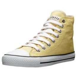 Sneaker Ethletic "White Cap Hi Cut", Damen, Gr. 42, gelb (watersign gelb, just wei&szlig;), Obermaterial: 100% Baumwolle; Futter: 100% Baumwolle; Decksohle: 100% Baumwolle; Sohle: 100% Naturkautschuk, Schuhe Sneakerboots Canvassneaker Sneaker high, Keine Angabe