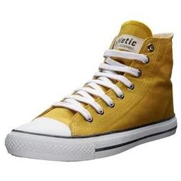Sneaker Ethletic "White Cap Hi Cut", Damen, Gr. 36, gelb (mustard gelb p, just wei&szlig;), Obermaterial: 100% Baumwolle; Futter: 100% Baumwolle; Decksohle: 100% Baumwolle; Sohle: 100% Naturkautschuk, Schuhe Sneakerboots Canvassneaker Sneaker high, Keine Angabe
