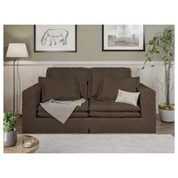 3-Sitzer Home Affaire "ALISSAS BIS mit vielen Kissen, Biesen an den Kissen", braun, B:196cm H:95cm T:108cm, 92% Polyester, 8% Nylon, Sofas, Hussen-Optik, kleine Taschen an der Seite zum Verstauen