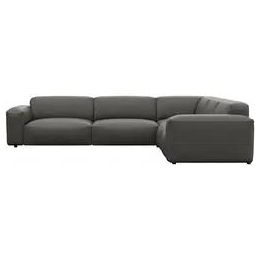 Ecksofa FLEXLUX "Lucera, super bequem durch hochwertigen Sitzaufbau mit Kaltschaum", grau (warm mineral grau), B:319cm H:73cm T:285cm, 100% Echteder, Sofas, Ecksofa, modern & anschmiegsam, L-Form, Designsofa
