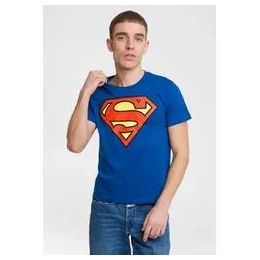 T-Shirt logoshirt "DC - Superman Logo Clean", Herren, Gr. L, blau, 100% Baumwolle, unifarben, normal, Rundhals, Shirts T-Shirt, mit angesagtem Superman-Logo