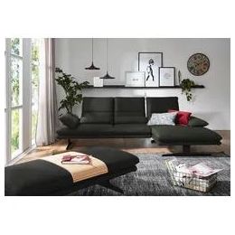 Ecksofa W.Schillig "broadway, Designsofa mit tollem Sitzkomfort", grau (graphit z59), B:291cm H:94cm T:164cm, Longlife Xtra-Leder Z59: Glattleder mit modischer Pr&auml;gung. Hautst&auml;rke 0, 9 - 1, 1 mm, Sofas, Ecksofa, Sitztiefenverstellung, Kopfteil- & Seitenteilverstellung, Breite 291cm