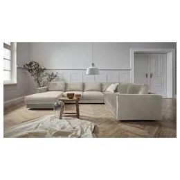 Wohnlandschaft OTTO HOME "Hobro U-Form", beige, B:348cm H:80cm T:270cm, Luxus-Microfaser Lederoptik (100% Polyester;Struktur grob (100% Polyester);Samtoptik (100% Polyester), Sofas, Wohnlandschaft, in 3 Bezugsqualit&auml;ten in vielen Farben, Design by Morten Georgsen