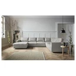 Wohnlandschaft OTTO HOME "Hobro U-Form", grau, B:348cm H:80cm T:270cm, Luxus-Microfaser Lederoptik (100% Polyester;Struktur grob (100% Polyester);Samtoptik (100% Polyester), Sofas, Wohnlandschaft, in 3 Bezugsqualit&auml;ten in vielen Farben, Design by Morten Georgsen