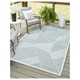 Teppich "Vill, LAGERR&Auml;UMUNG", blau (blau,wei&szlig;), B:160cm H:8mm L:230cm, Polypropylen, MyFlair M&Ouml;BEL & ACCESSOIRES, Teppiche, Teppich, modernes Design, Hoch-Tief Effekt, Outdoor geeignet, Balkon, Terrasse