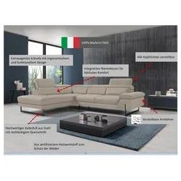 Ecksofa Egoitaliano "Queenie, extravagantes Sofa mit erstklassigem Sitzkomfort, L-Form", braun (mokka), B:284cm H:95cm T:108cm, Luxus-Microfaser (100% Polyester) Leder &raquo;BULL&laquo; (echtes Rindsleder). Geschliffenes, pigmentiertes und behandeltes Rindsleder mit einer Dicke von 1, 3-1, 5 mm. Dieses Leder zeigt eine ziemlich weiche Hand mit einem halb undurchsichtigen Aussehen. Es handelt sich um ein gesc