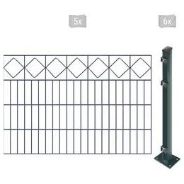 Doppelstabmattenzaun Arvotec "EASY 80 zum Aufschrauben "Karo" mit Zierleiste", grau (anthrazit), H:80cm, Kunststoff, Stahl, Zaunelemente, Zaunh&ouml;he 80 cm, Zaunl&auml;nge 2 - 60 m