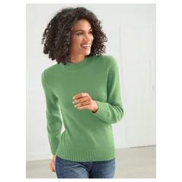 Stehkragenpullover Casual Looks "Pullover", Damen, Gr. 52, gr&uuml;n (apfel), 50% Baumwolle, 50% Polyacryl, meliert, unifarben, figurumspielend, Pullover Stehkragenpullover