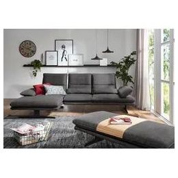 Ecksofa W.Schillig "broadway, Designsofa mit tollem Sitzkomfort", grau (anthrazit s22), B:291cm H:94cm T:164cm, Flachgewebe S22 (100% Polyester), Sofas, Ecksofa, Sitztiefenverstellung, Kopfteil- & Seitenteilverstellung, Breite 291cm