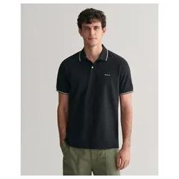 Poloshirt Gant "TIPPING SS PIQUE POLO", Herren, Gr. M, schwarz, Jersey, Obermaterial: 100% Baumwolle, Shirts