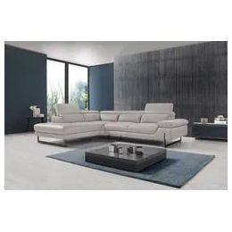 Ecksofa Egoitaliano "Queenie, extravagantes Sofa mit erstklassigem Sitzkomfort, L-Form", grau (stone), B:284cm H:95cm T:108cm, Luxus-Microfaser (100% Polyester) Leder &raquo;BULL&laquo; (echtes Rindsleder). Geschliffenes, pigmentiertes und behandeltes Rindsleder mit einer Dicke von 1, 3-1, 5 mm. Dieses Leder zeigt eine ziemlich weiche Hand mit einem halb undurchsichtigen Aussehen. Es handelt sich um ein gesch
