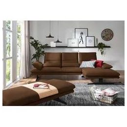 Ecksofa W.Schillig "broadway, Designsofa mit tollem Sitzkomfort", braun (chocolate s37), B:291cm H:94cm T:164cm, Stoff S37 (100% Polyester): Luxus-Microfaser in Lederoptik, Sofas, Ecksofa, Sitztiefenverstellung, Kopfteil- & Seitenteilverstellung, Breite 291cm