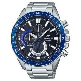 Chronograph Casio EDIFICE, silber (dunkelblau, schwarz, edelstahlfarben), Armbanduhren, Damen, Chronograph, Quarzuhr, Armbanduhr,Herrenuhr, Edelstahlarmband,bis 10bar wasserdicht