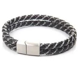 Lederarmband Firetti "im sportlich-eleganten Stil, mehrreihig, geflochten", schwarz (edelstahlfarben, schwarz), Armb&auml;nder, Herren, 22,6cm, Edelstahl Leder, Edelstahl, Leder, Lederarmband