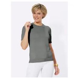 Kurzarmpullover Casual Looks "Pullover", Damen, Gr. 50, grau (grau, meliert), 50% Baumwolle, 50% Polyacryl, unifarben, Pullover