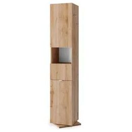 Hochschrank Welltime "Hamburg H&ouml;he 185 cm, Breite 35/37 cm, Badschrank drehbar, 2 T&uuml;ren", braun (eiche cadiz nb), B:37cm H:185cm T:37cm, Holzwerkstoff, Schr&auml;nke, Hochschrank, 1 Schubkasten, 1 offenes Fach, mit Spiegel, Metallhaken, Metallgriff
