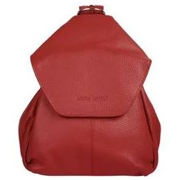 Cityrucksack Bruno Banani, Damen, Gr. B/H/T: 20cm x 27cm x 12cm, onesize, rot, Leder, Rindsleder, Rucks&auml;cke Cityrucksack, echt Leder