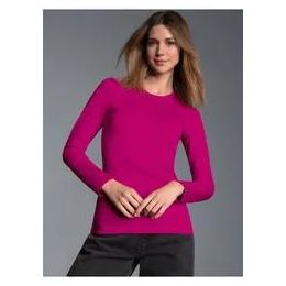 Longsleeve TRIGEMA "TRIGEMA Langarmshirt", Damen, Gr. XS, pink (magenta), 95% Baumwolle, 5% Elastan, Basic, Shirts