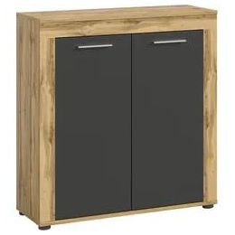 Highboard Home Affaire "AOSTA, TOPSELLER, H&ouml;he 88 cm, 2 T&uuml;ren, 3 F&auml;cher, 2 Einlegeb&ouml;den", grau (wotan eiche nachbildung, grau), B:80cm H:88cm T:35cm, FSC-zertifizierter Holzwerkstoff, Sideboards, Highboard, Kommode, Schrank, Anrichte, Standschrank, Sideboard, Wohnzimmer